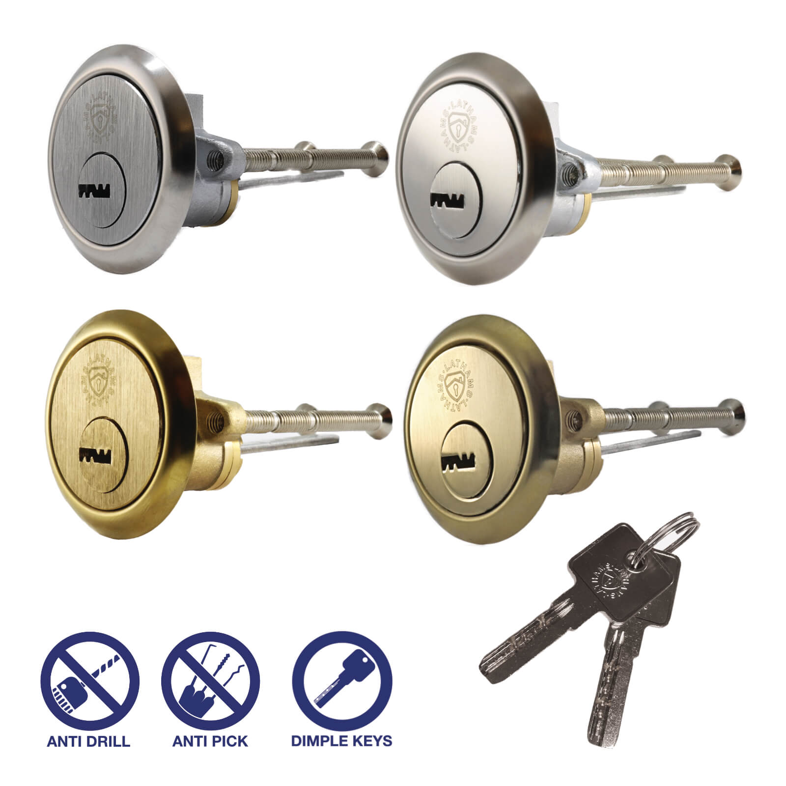 Security Rim Cylinder Door Lock | lathamshardware.co.uk