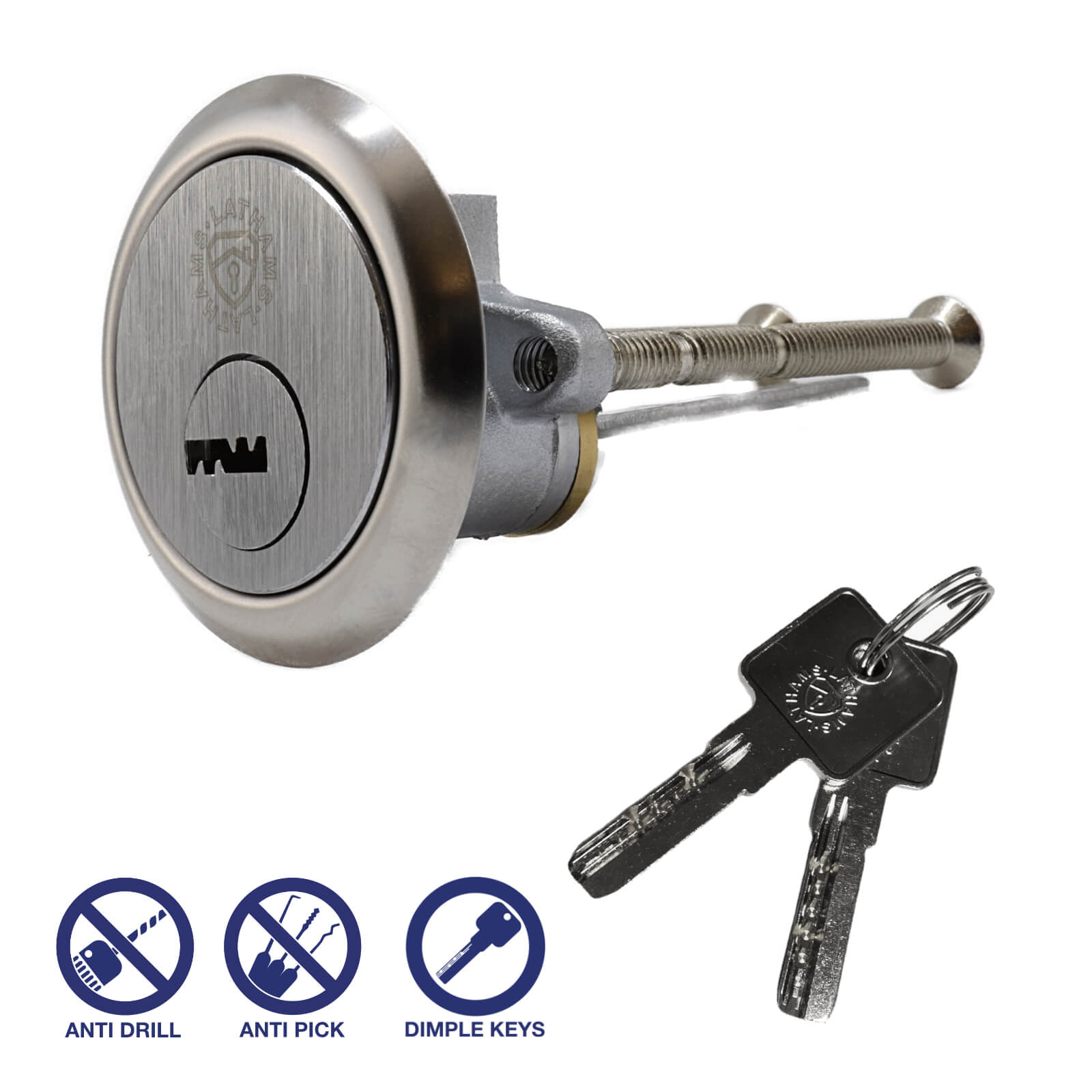 Security Rim Cylinder Door Lock | lathamshardware.co.uk